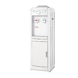 Top Loading Water Cooler Dispenser, 5 Gallon Bottles Hot & Cold Water Cooler Dispenser, Child Safety Lock Water Cooler for Indoor Home Office Use with Storage Cabinet, White