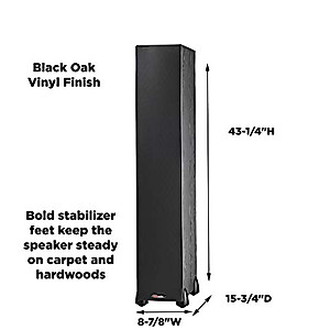 Polk Audio Monitor 70 Series II Floorstanding Speaker (Black, Single) for Multichannel Home Theater | Hi-Res Audio with Deep Bass Response | 1" Tweeter, (4) 6.5" Woofers | Bi-Wire & Bi-Amp