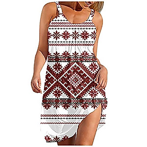 Outfits, Cocktail Dresses Party Dress Summer Dresses for Women 2023 Beach Women's Fashion Printed Strapless Camisole Sleeveless Sling Dress Outfits Classy Cotton Tank Dress Npack (XL, Wine)