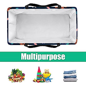 KQNZT Reusable Grocery Bags, Heavy Duty Reusable Shopping Bags, Large Tote Bags with Long Handles and Reinforced Bottom, Dinosaur Leaves Cartoon