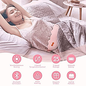 FTOYIN Portable Heating Pad Simultaneous Front and Rear Belly Warmer with 5 Massage Modes, Period Heating Pads for Girl Women Back Pain Relief (Pink)