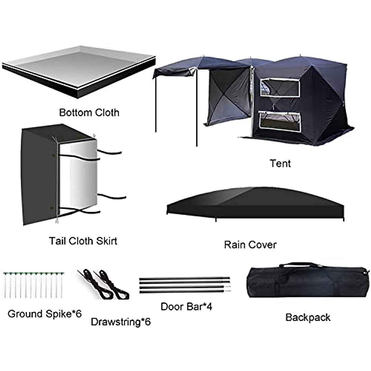 MERAXI Car Rear Tent Automatic Pop Up Tailgate Tent Rear Door Hatch Tent - SUV Trunk Tents Car Tail Tent with Big Screen & Extendable Awning