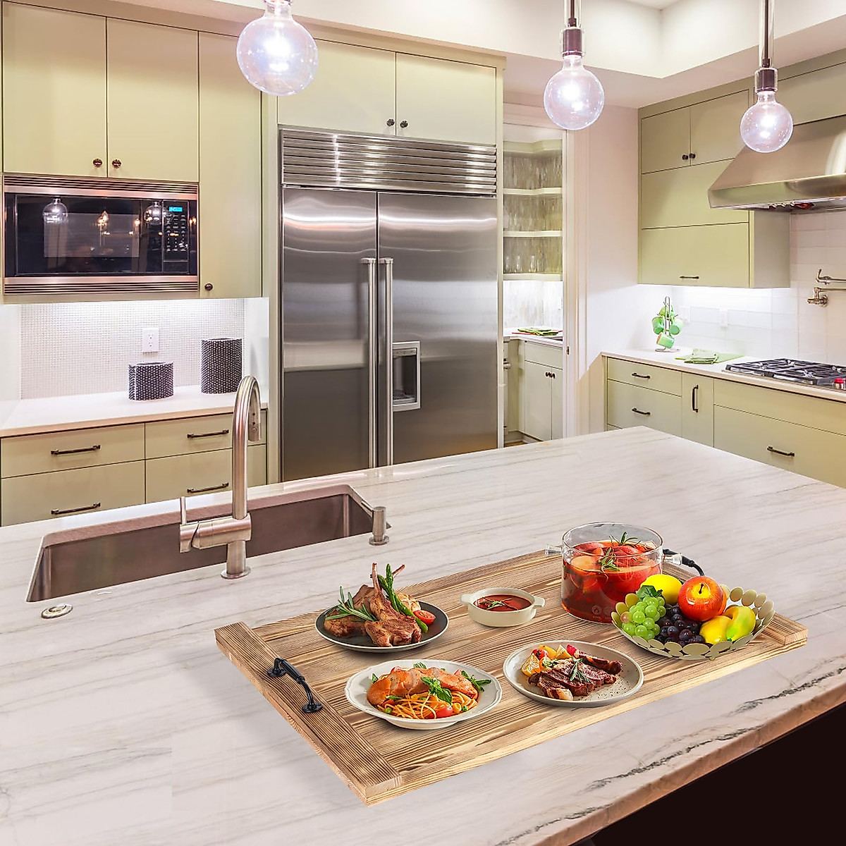 Noodle Board Stove Cover for Gas/Electric Stove Top- Wooden Stove Top Cover for Counter Space- Durable Wood Stove Top Cover Cutting Board -Sink Cover RV Stove Top Cover, Decorative Tray for Kitchen