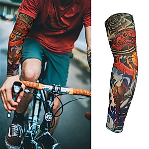 Aresvns Extended Version Tattoo Sleeves Cover for biker 20PCS, Cycling Tattoo Sleeves Sunscreen Sleeves Unisex Stretchable Christmas Gift Cosplay Accessories Sleeves