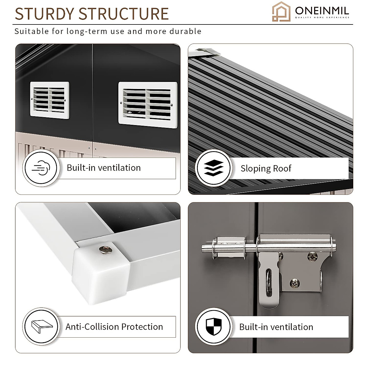 Oneinmil Outdoor Storage Shed 8x6 FT, Metal Tool Shed with Lockable Door, Metal Shed Garbage Can, Storage House for Backyard, Garden, Patio, Lawn, Brown