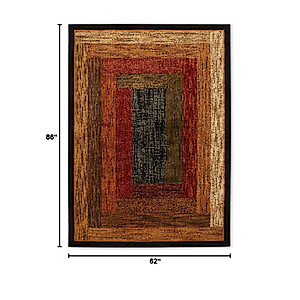 Home Dynamix Royalty Vega Contemporary Geometric Area Rug, Black/Brown, 5'2"x7'2"