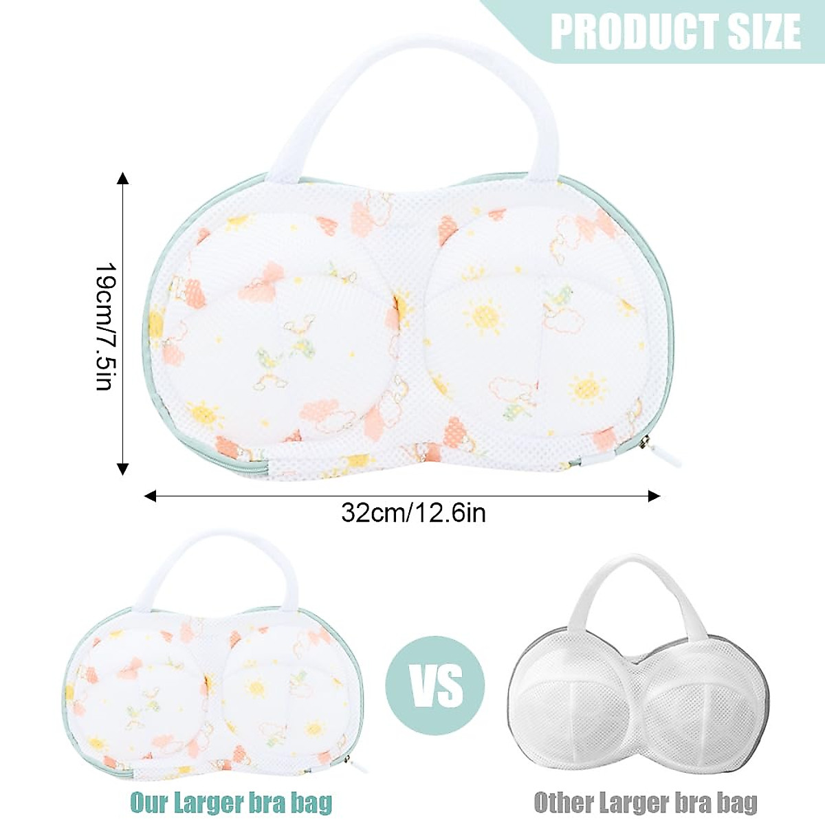 Ksheria Large Bra Washing Bags for Laundry,4pcs Bra Laundry Bags for Washing Machine,Lingerie Bags for Washing Delicates,Underwear Washing Bag with Zipper for Women Laundry Storage-Cute Pattern