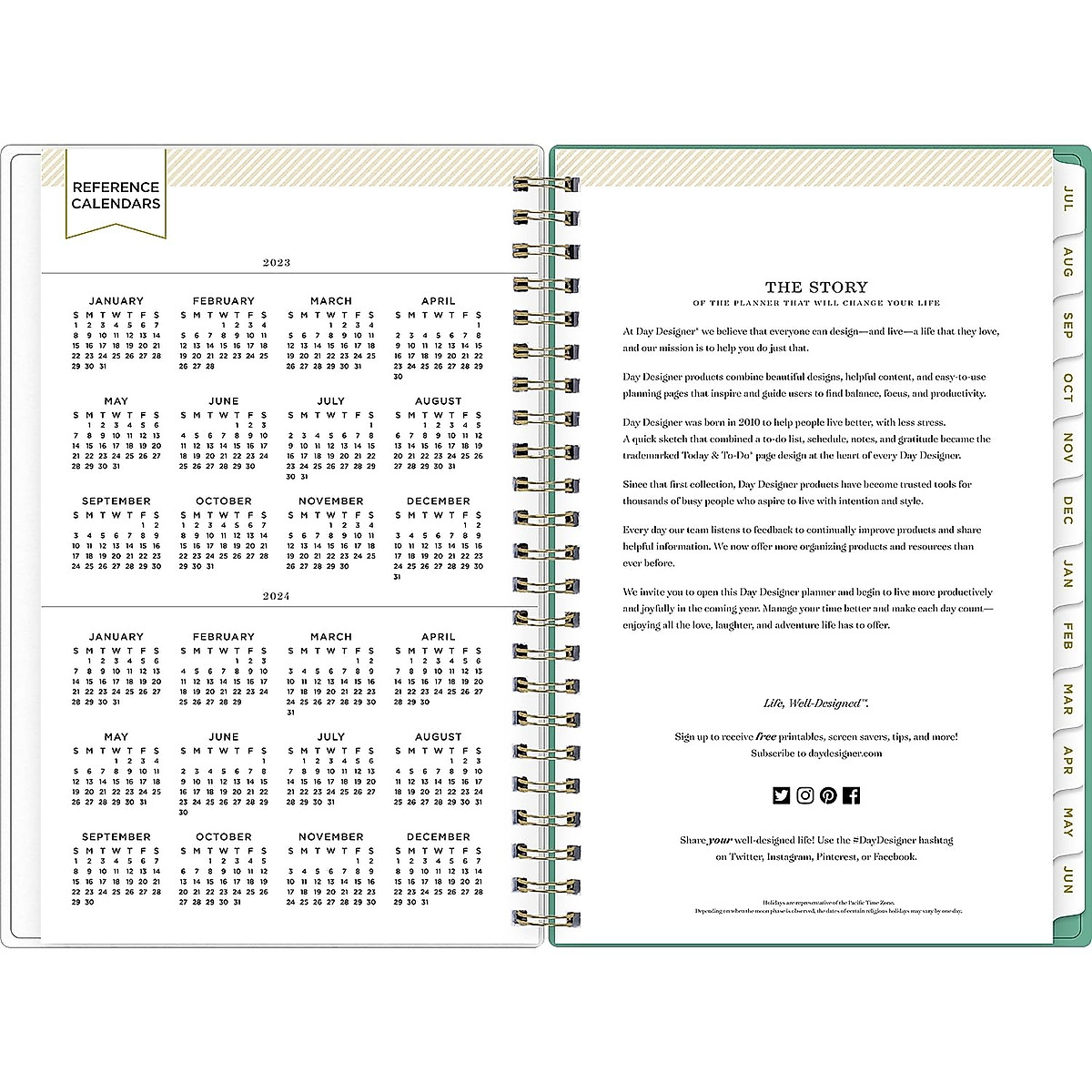 Blue Sky Day Designer for 2023-2024 Academic Year Weekly and Monthly Planner, 5' x 8', Frosted Flexible Cover, Wirebound, Palms (137892-A24)