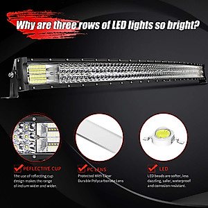 LED Light Bar AUSI 50" Curved 684W Triple Row Light Bars + 2PCS 4in 60W LED Pods Off Road Driving Fog Lights with Rocker Switch Wiring Harness Kit for Trucks Polaris ATV SUV Boat Lighting