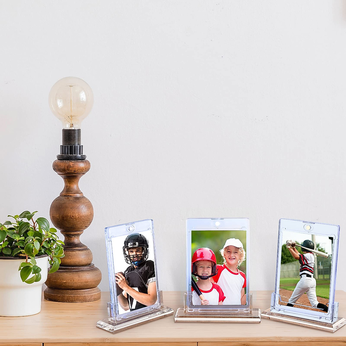 4 Pack Magnetic Card Holder Base Trading Card Stand Protector Card Sleeves Protector Case Base for Trade Card Holder Case Standard Cards, Baseball Card Display (Fits 130PT Magnetic Card Holder)