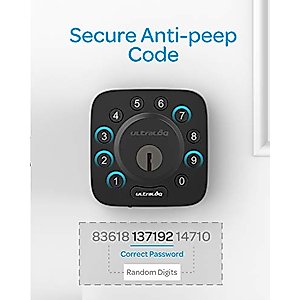 Smart Lock, ULTRALOQ U-Bolt with Bridge WiFi Adaptor, 5-in-1 Keyless Entry Door Lock with WiFi, App, Bluetooth and Keypad, Smart Door Lock, Smart Deadbolt, ANSI Grade 1 Certified- Black