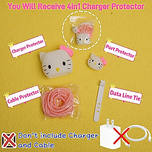MTYXYTM 3D Cute Cartoon Series Fast Charger Protector for iPhone 18W 20W iPhone 14 13 12 11 Pro Max Fast Charging Cable Charger Head Cover Cable Accessory Data Cable Protective Sleeve, No.11(4in1)