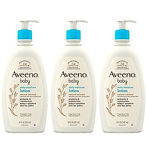Aveeno Baby Daily Moisture Lotion for Delicate Skin with Natural Colloidal Oatmeal & Dimethicone, Hypoallergenic, Fragrance-, Phthalate- & Paraben-Free, 3 x 18 fl. oz
