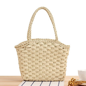 Straw Beach Bag for Women Summer Woven Tote Bag Rattan Hobo Bohemian Vacation Bags Waterproof Sandproof (beige)