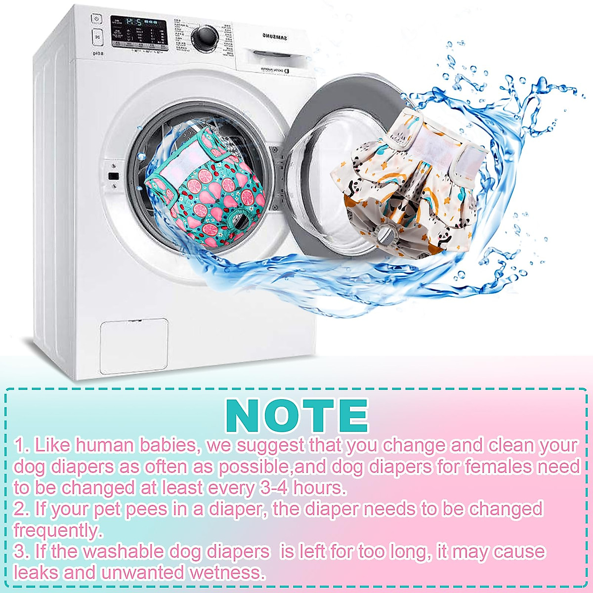 XPCARE Washable Female Dog Diapers, 2 Packs Reusable Doggie Diapers Absorbent Dog Diapers Female Leak-Proof Puppy Diapers Female Dogs for Heat Incontinence and Puppy Training (Large)