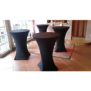 HAORUI 10pcs Stretch Cocktail Tablecloth 30" Spandex DJ Table Cover for Craft Exhibitions Wedding Party Show (30” Black)