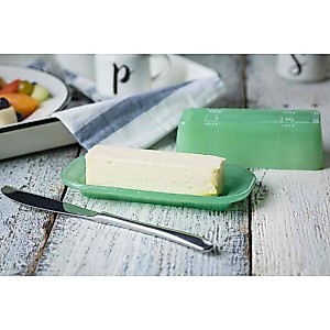 Tablecraft HJ124 Jadeite Glass Collection Butter Dish, 6.75 x 3.25 x 2.25, Green