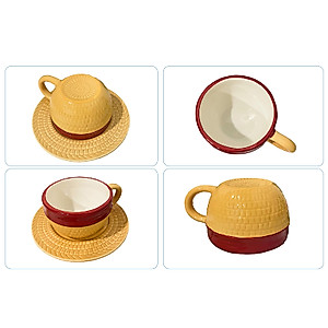 FINDAMAZE One Piece Anime Novelty Coffee Mugs,Luffy's Hat Anime Coffee Cup,Ceramic Coffee Tea Milk Cup,Gifts for Christmas, Birthday, Anniversary(Luffy)