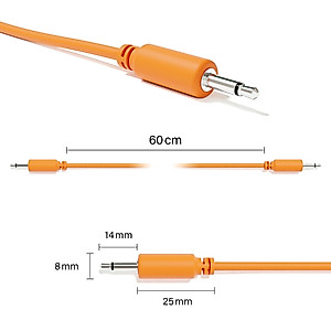 ExcelValley - Mono Modular Patch Cables TS 3.5mm 1/8 inch Eurorack Synthesizer [10-Pack | 15 cm - 5.91"]