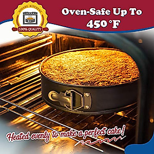 HIWARE 9 Inch Non-stick Cheesecake Pan Springform Pan with Removable Bottom / Leakproof Cake Pan with 50 Pcs Parchment Paper - Black