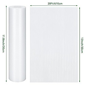 Roshtia 8 Rolls of 12 x 20 FT Shelf Liner Non Slip Cabinet Liner Non Adhesive Drawer Liner Waterproof Ribbed Shelf Liner for Kitchen Fridge Table Place Mats for Pantry Cupboard, Clear