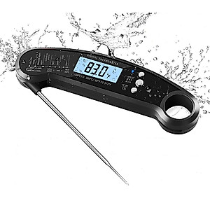 Digital Kitchen Thermometer for Bread, Candy, Yogurt, Liquids, Baking, BBQ Meat - Instant Read, Waterproof Magnetic Body and Wireless Large Probe with a Bottle Opener and Backlit Dial