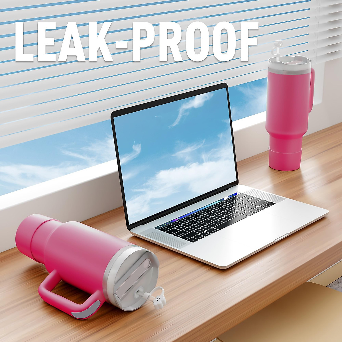 KISSKIND 40 oz Tumbler with Handle and Straw Lid Accessories, Straw Topper, Silicone Spill Proof Stopper, Silicone Boot, Stainless Steel Water Bottle 40oz Insulated Cup, Ideal Gift for Women, Black