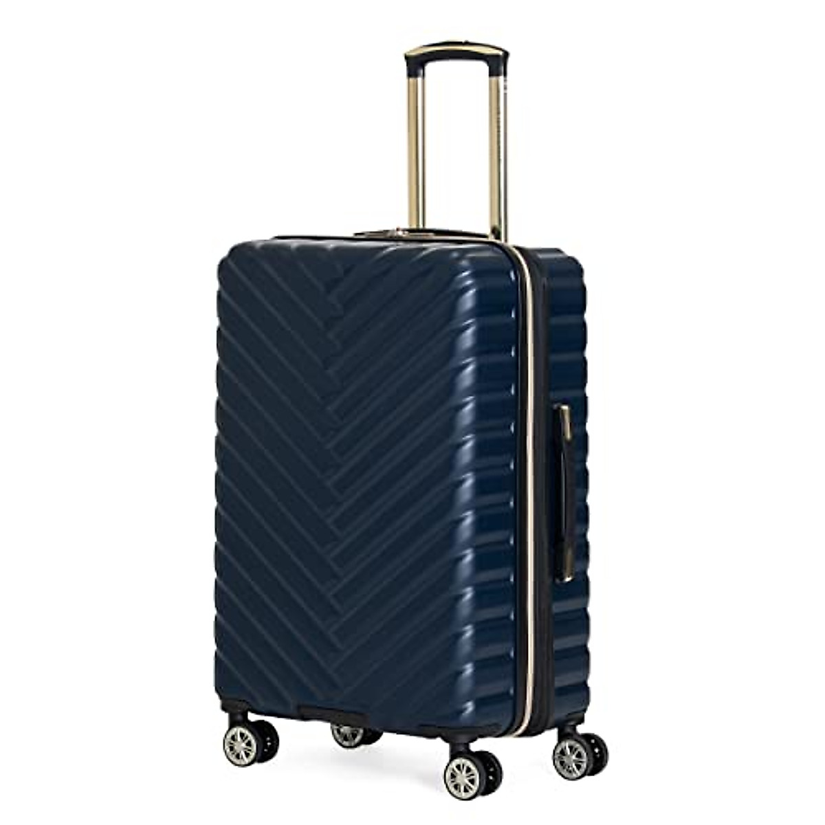 Kenneth Cole REACTION Madison Square Lightweight Hardside Chevron Expandable Spinner Luggage, Navy, 24-Inch Checked