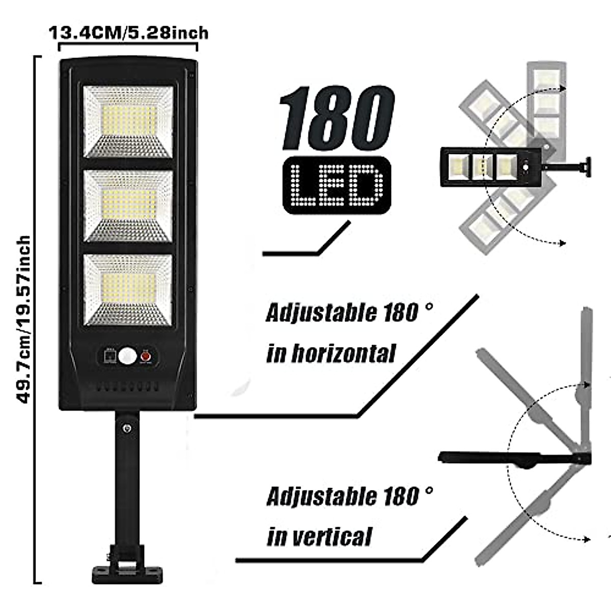 Zyfei Solar Street Light Outdoor,180 LED 3 Modes Solar Motion Sensor Light with Remote Control,Solar Parking lot Light for Garden, Street,Yard-2 pack