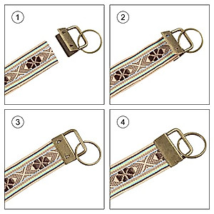 LEONTOOL 48 Pcs Key Fob Hardware Set 8 Colors Keychain Fob Hardware 1.25 Inch for Wristlet Keychain, Key Lanyard and Key Chain Making