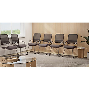 Boss Office Products Mesh Back Guest Chair with Pewter Finish in Charcoal Grey 24D x 24W x 39H in