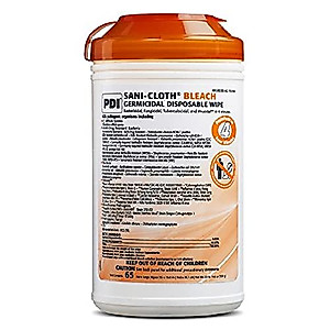 PDI Healthcare P25784 Sani-Cloth Bleach Germicidal Disposable Wipe, X-Large, 7-1/2" x 15" Size, Pack of 65