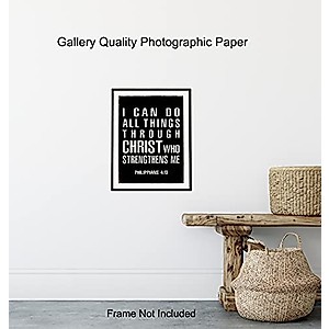 Religious Christian Wall Art & Decor - Catholic Gifts for Men - Scripture Wall Art - Jesus Wall Decor - Bible Verses Wall Decor - Inspirational Spiritual Gifts - I Can Do All Things Through Christ