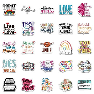 Motivational Stickers 52 Pieces Water Bottle Motivational Stickers Notebook Diary Scrapbook Guitar Helmet Waterproof Vinyl Stickers Kids Teen Adult Teachers Staff Motivational Quotes Stickers
