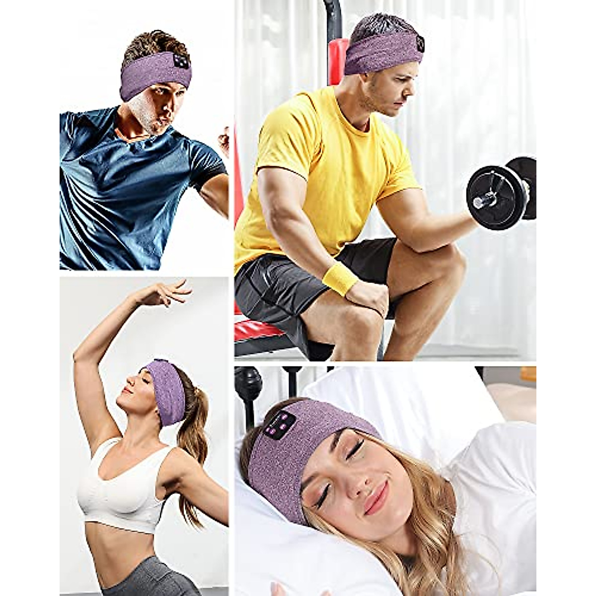 Fulext Sleep Headphones Bluetooth Headband,Sleeping Headphones Sports Headband Headphones, Long Time Play Sleeping Headsets with Built in Speakers Perfect for Workout,Running,Yoga