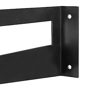 MyGift 16-inch Whitewashed Wood Floating Shelves with Black Metal Brackets, Wall Mounted Display Shelf, Set of 2