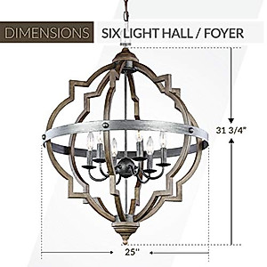Sea Gull Lighting 5124906-846 Socorro Hall/Foyer Hanging Modern Fixture, Six - Light, White, Black, Silver
