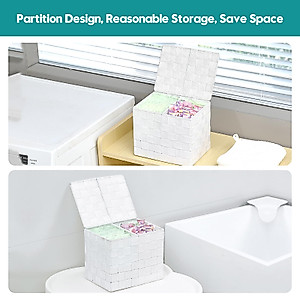 Wanapure Washable Tampon Holder for Bathroom,Tampon Holder for Bathroom Storage with Lid,Feminine Product Organizer with Divider, Tampon Storage for Women,Tampon Organizer for Bathroom,White