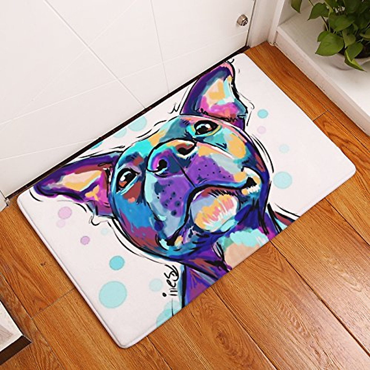LANGUGU Home Garden Non-Skid/Slip Rubber Back Kitchen Mat Bath Rug Entrance Mat Golden Retriever Dog Watercolor Machine Washable Indoor Outdoor Hallway Carpet