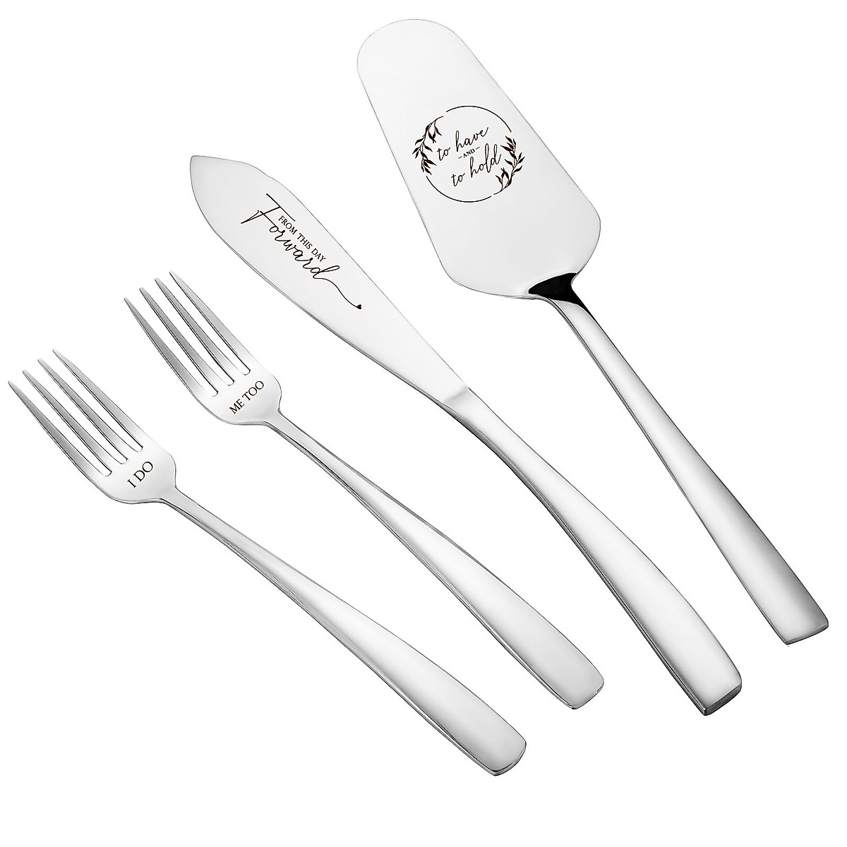 AW BRIDAL ME Too and I Do Wedding Cake Knife and Server Set with Forks, Engraved Cake Cutting Set Pie Dessert Servers Gifts for Wedding Anniversary Bridal Shower Engagement