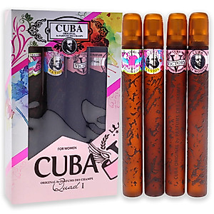 Cuba Cuba Quad I Women 4 Pc Gift Set 1.17oz Cuba Heartbreak EDP Spray, 1.17oz Cuba La Vida EDP Spray, 1.17oz Cuba Victory EDP Spray, 1.17