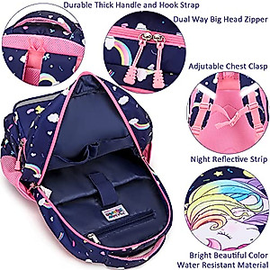 Meisohua Unicorn Backpack for Girls School Backpack 3 in 1 Set Elementary Kindergarten School Bags for Girls with Chest Strap and Lunch Tote Pencil Bag