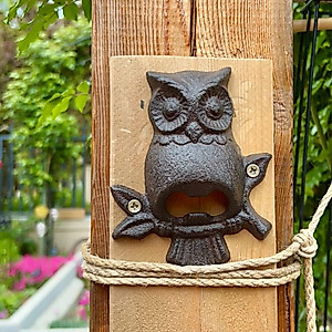 BOOMLATU Vintage Cast Iron Wall Mounted Owl Bottle Opener Beer Bottle Opener