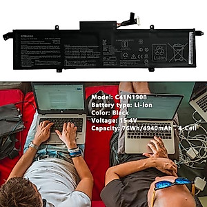 C41N1908 Laptop Battery Replace for Asus ROG Zephyrus G14 GA401IU GA401IH GA401IV GA401IHR GA401 GA401II GA401QC GA401QH GA401QM GA401QE Series 0B200-03610000 0B200-03610100 C41PQ05 4ICP4/59/134