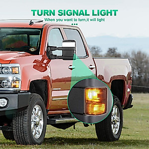 AUTOMUTO Towing Mirror Driver and Passenger Side Tow Mirrors Fit Compatible with 1999-2007 For Ford for F250/for F350/for F450/for F550 Super Duty Power Adjusted Chrome Heated Turn Signal Light