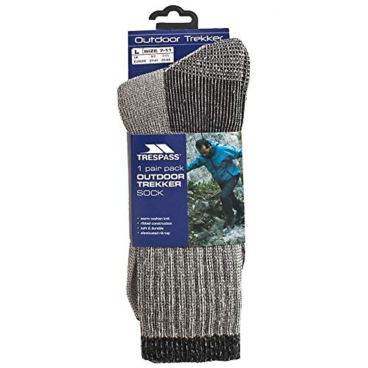Trespass Mens Stroller Merino Wool Hiking Boot Socks (1 Pair) (US 8-12) (Gray Marl)