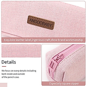ANGOOBABY Small Pencil Case Student Pencil Pouch Coin Pouch Cosmetic Bag Office Stationery Organizer for Teen School-Pink
