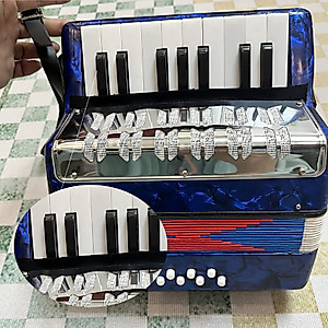 Small Accordion,17 Keys 8 Bass Accordion Instrument Para Niños Acordeones Para Niños With Adjustable Straps And Softer Sound Portable Educational Musical Instrument For Music Beginner 7.8x7.5x3.9in