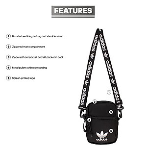 adidas Originals Originals Festival Bag Crossbody, Black/White, One Size