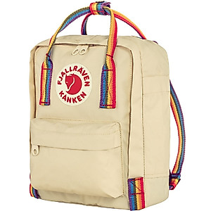 Fjällräven Kånken Rainbow Mini Backpack for Men, and Women - Durable Fabric with Adjustable Shoulder Straps, and Lightweight Backpack Light Oak/Rainbow Pattern One Size One Size